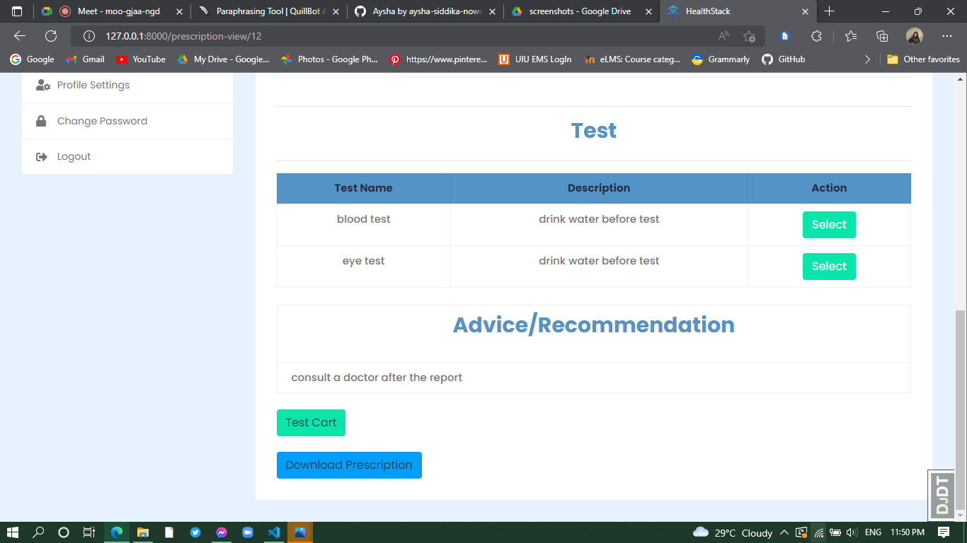 Patient Dashboard - HealthStack
